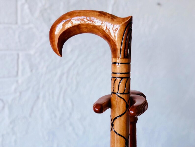 Classic Brown Men’s Walking Cane – Hand Carved Wooden Gentleman Cane ...