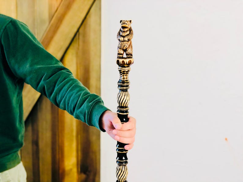Bear Wizard Staff – Hand Carved Wooden Shaman Staff - Etsy
