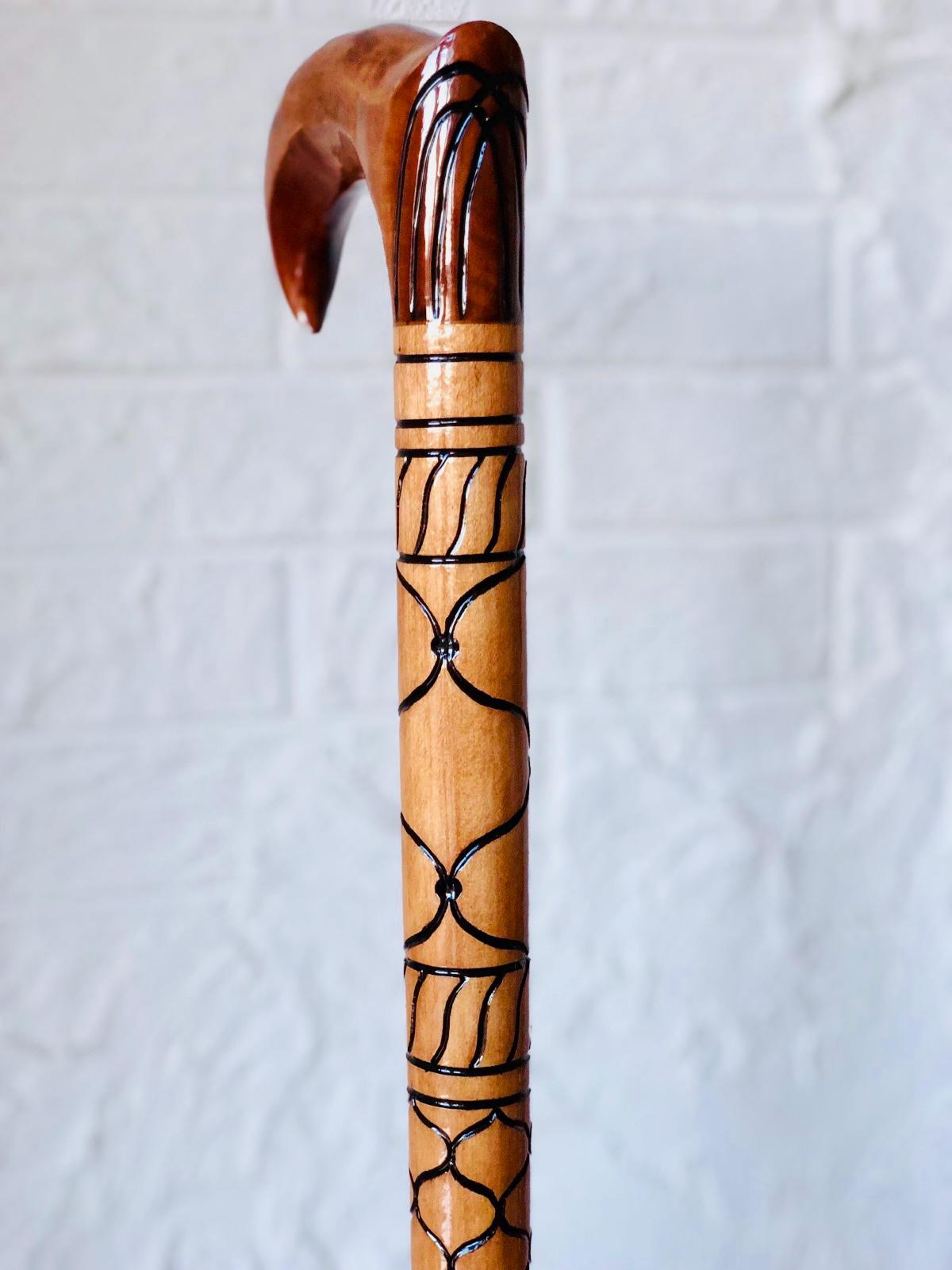 Classic Brown Men’s Walking Cane – Hand Carved Wooden Gentleman Cane ...