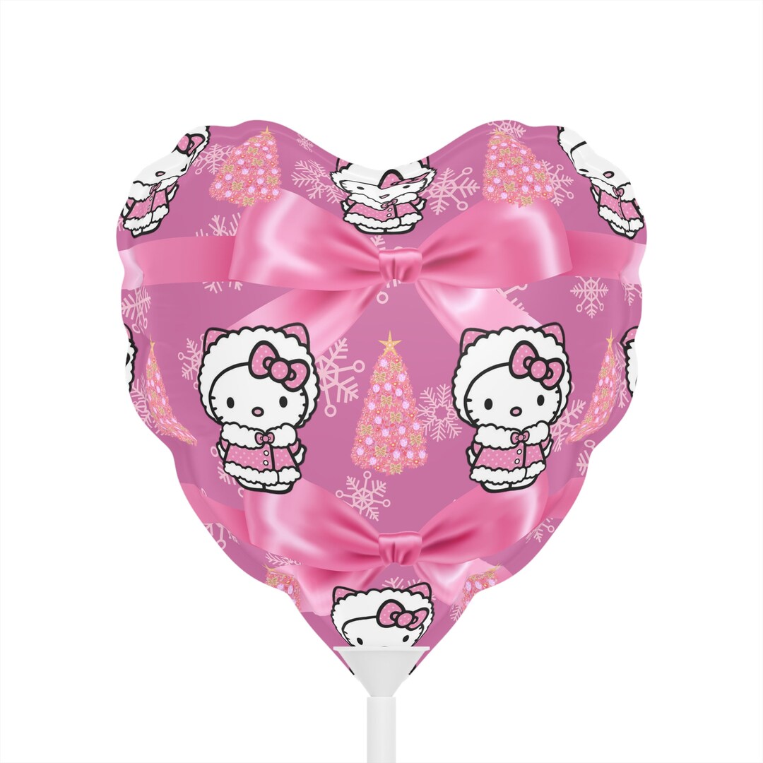 Hello Kitty Puffer Jacket Poka Dots Pattern, Pink Snowflake Background ...