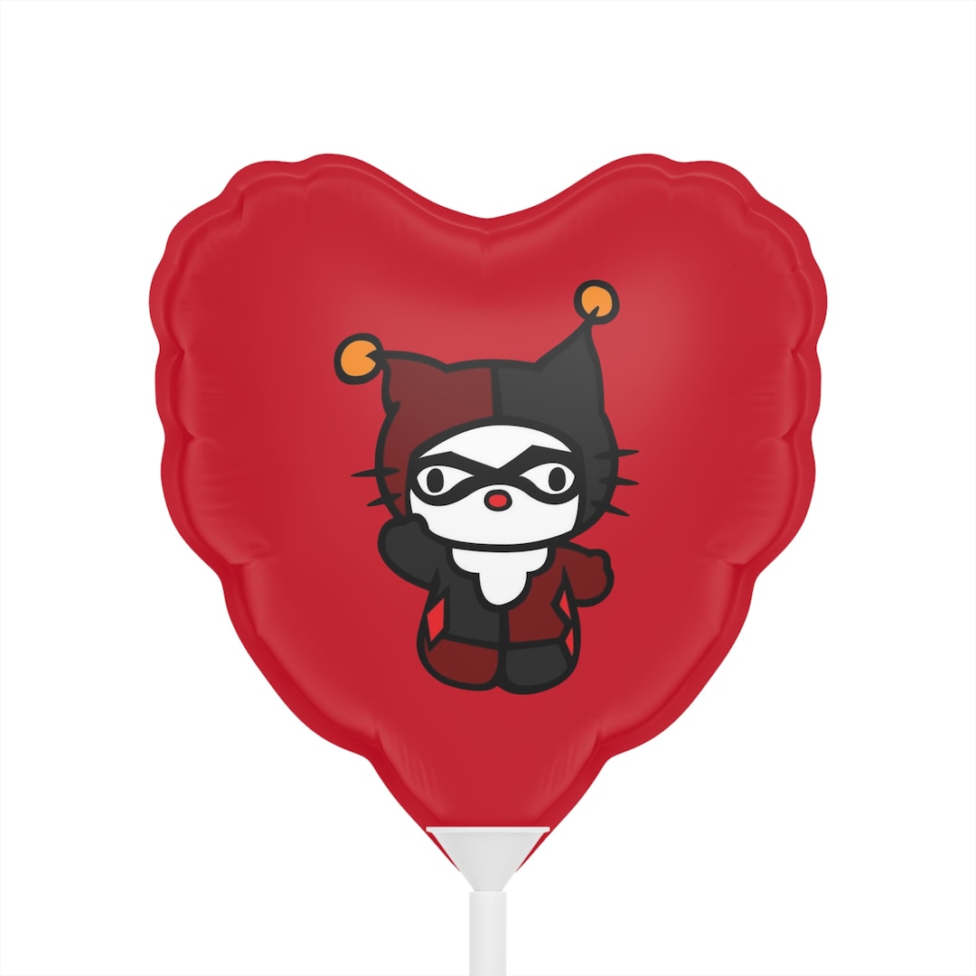Hello Kitty Harley Quinn, Dark Red Heart-shaped Balloons, 6 - Etsy