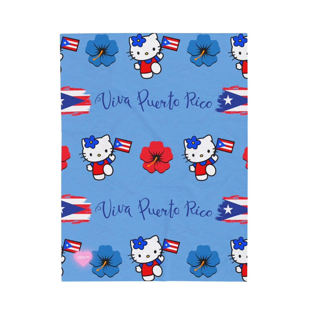 Couverture drapeau Hello Kitty, motif drapeau de Porto Rico, fleurs ...