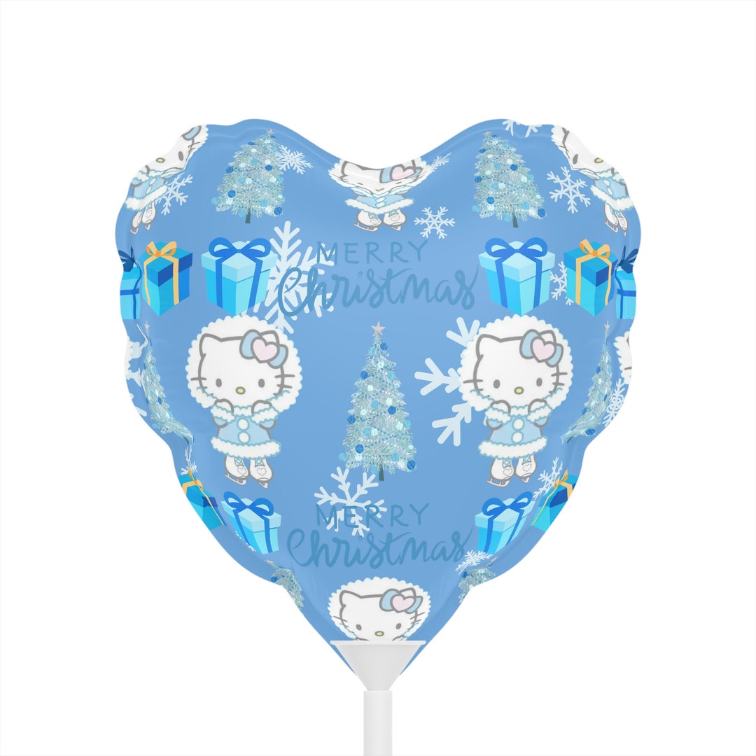 Hello Kitty Blue Puffer Jacket Pattern, Blue Snowflake Background ...