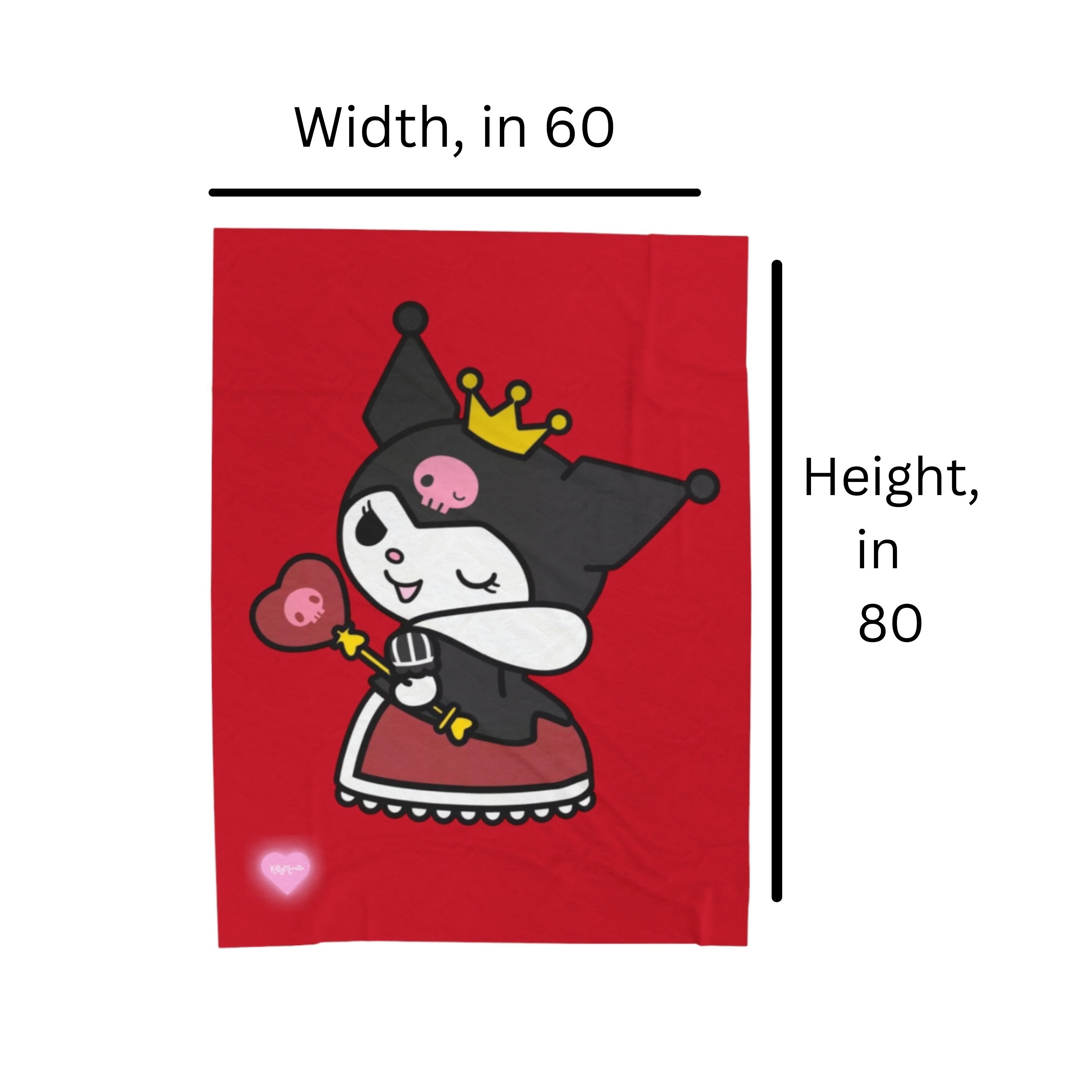 Kuromi Queen of Hearts in Wonderland, Dark Red Velveteen Plush Blanket ...