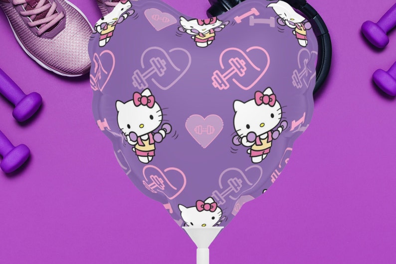 Hello Kitty Pink and Purple Weight Lifting Pattern Pink and - Etsy