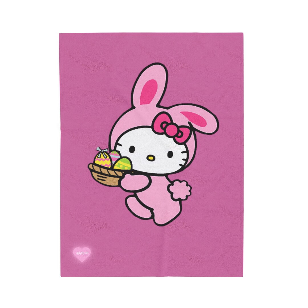 Hello Kitty, Pink Bunny, Hot Pink Bow, Basket, Light Pink Velveteen ...