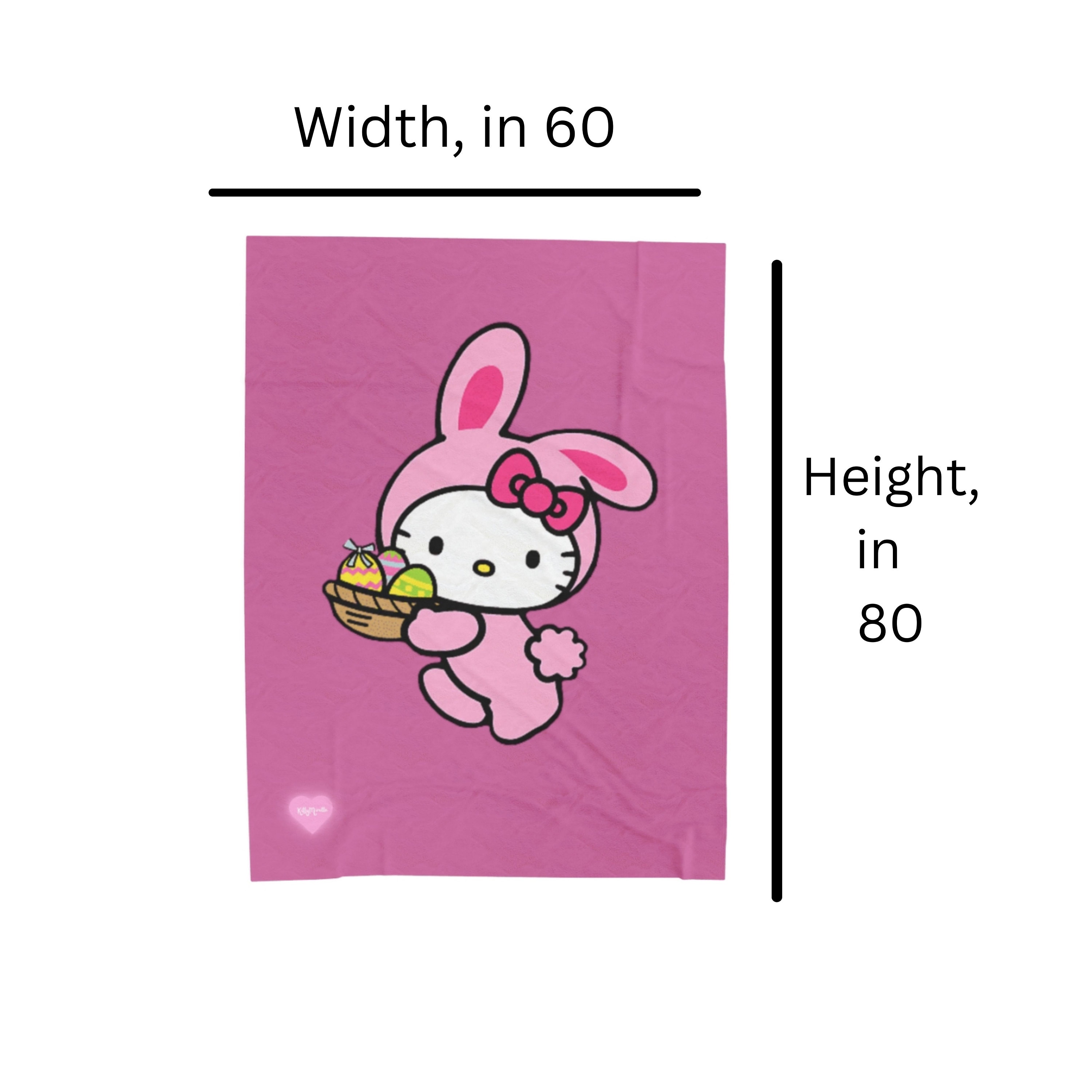 Hello Kitty, Pink Bunny, Hot Pink Bow, Basket, Light Pink Velveteen ...