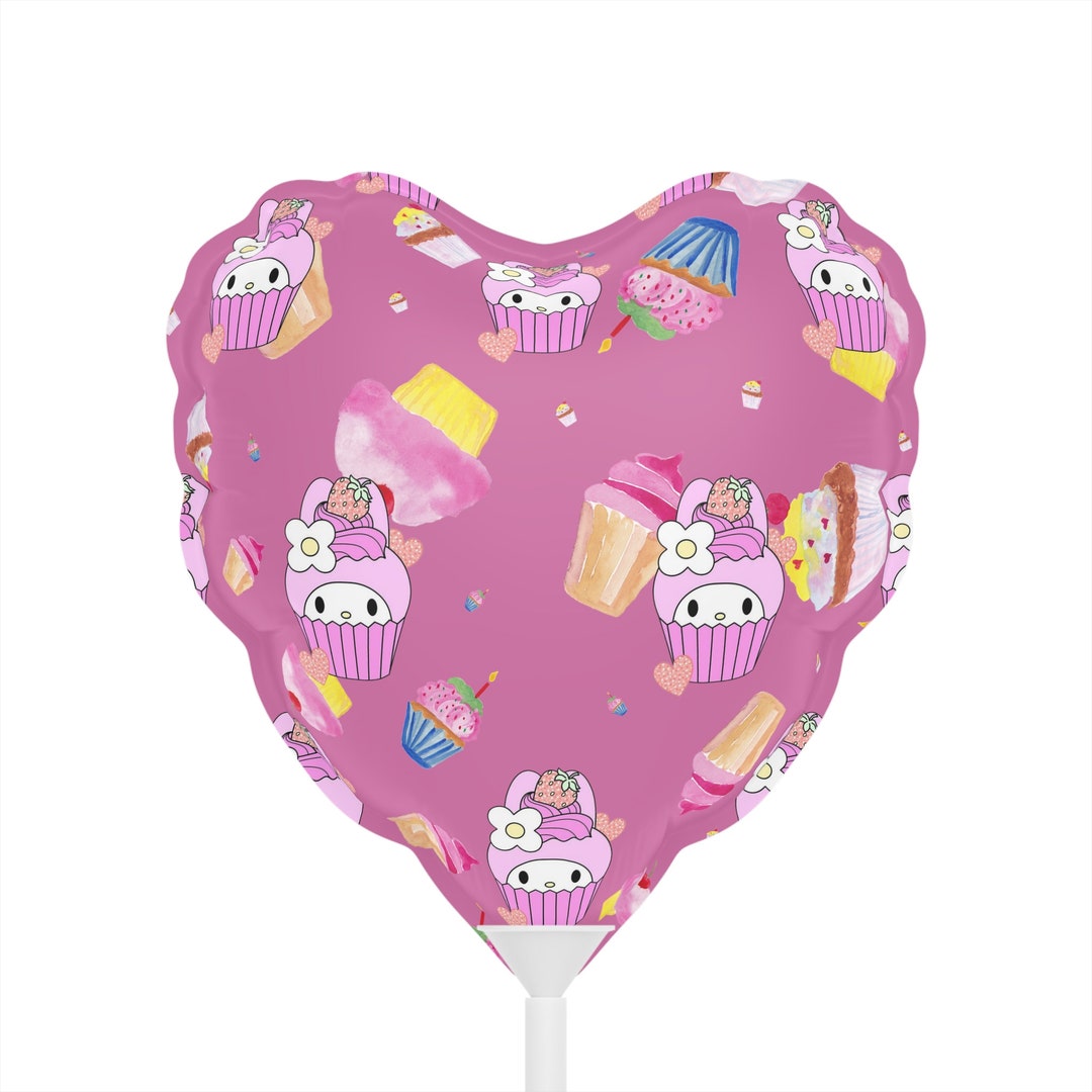 My Melody, Pink Cupcake Sweets Pattern Background, Pink Heart-shaped ...