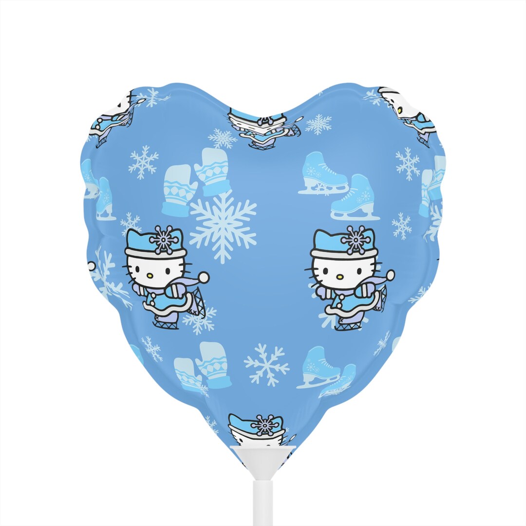 Hello Kitty Blue Ice-skating Pattern, Blue Snowflake Background, Ice ...