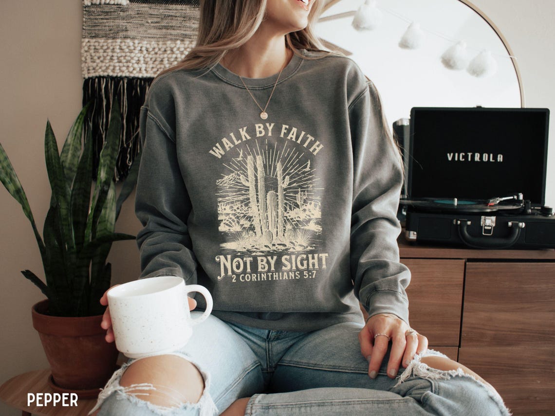 Walk by Faith Christian Sweater, Bible Verse Sweatshirt, Scripture ...