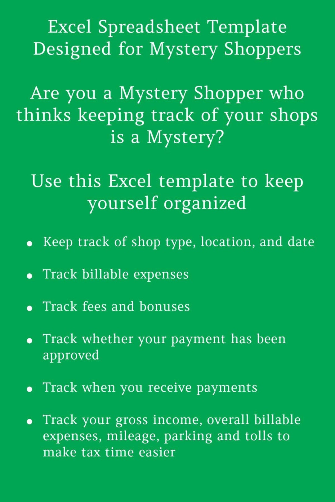 Mystery Shopping Spreadsheet Template for 2025 - Etsy