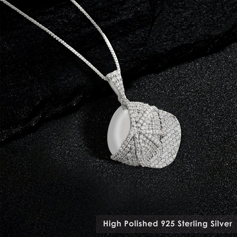 Iced Out Baseball Cap Pendant Necklace Hip Hop Jewelry Biker Rapper ...