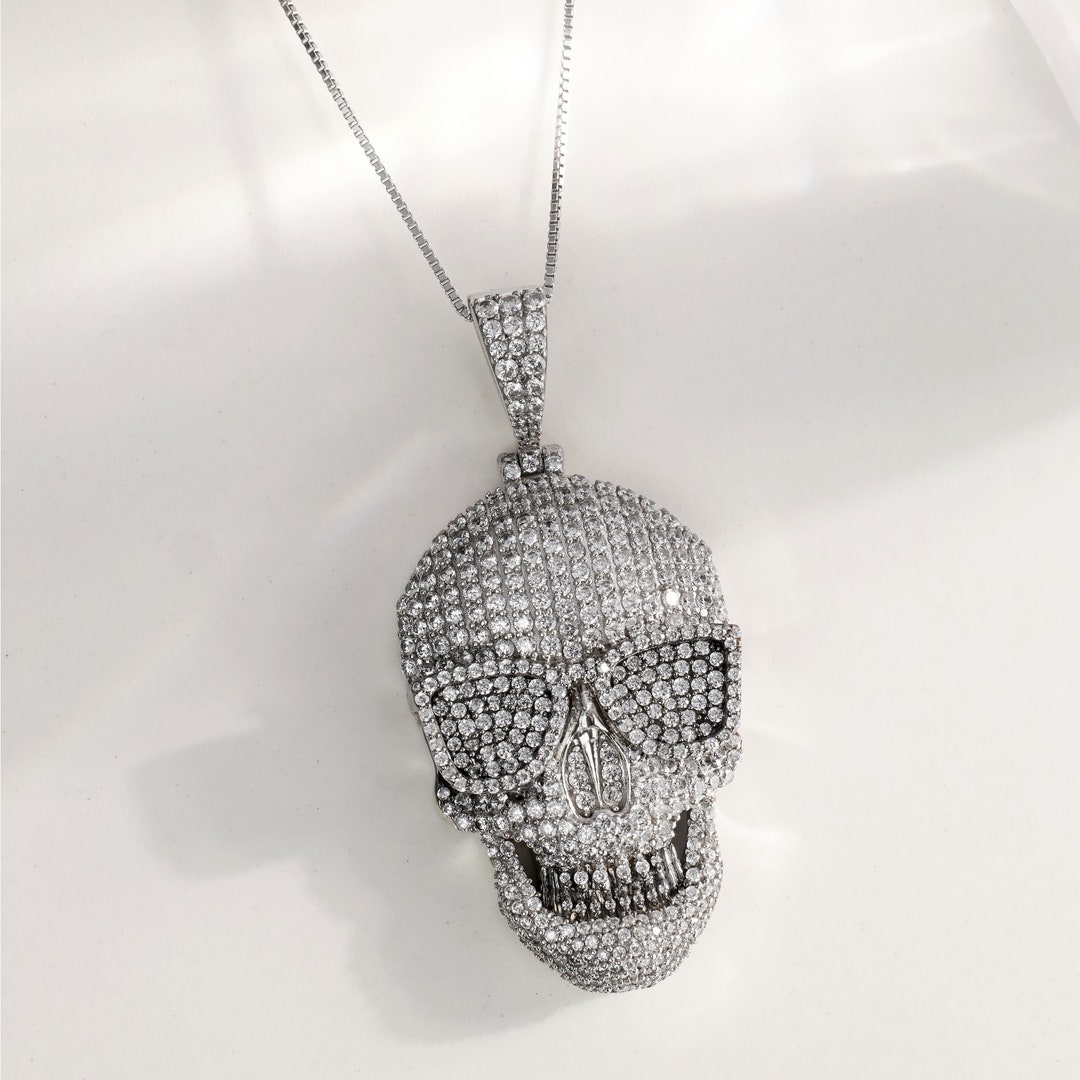 Swagger Skull Necklace for Men, Icy Skull Wearing Goggles Funky Hip Hop ...