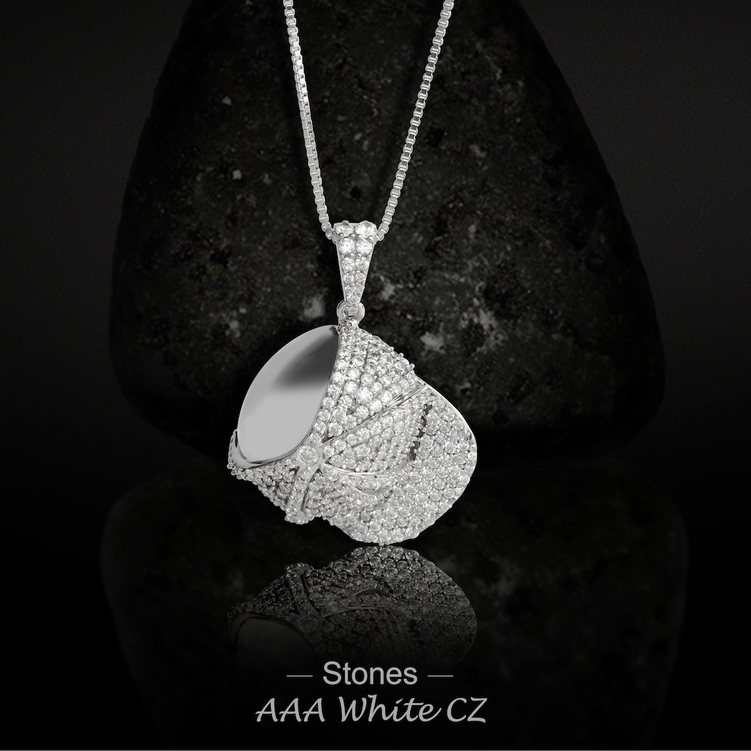 Iced Out Baseball Cap Pendant Necklace Hip Hop Jewelry Biker Rapper ...