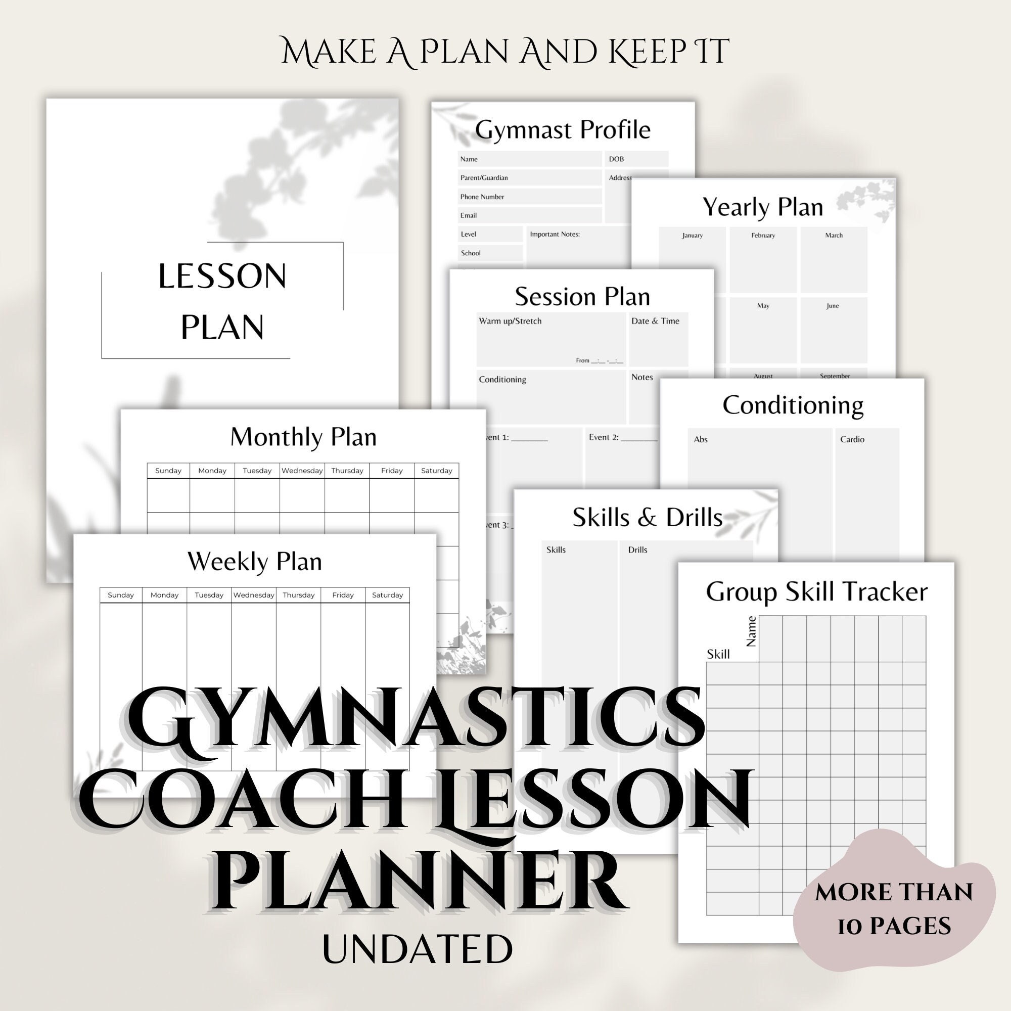 Digital Gymnastics Lesson Planner Printable Files Lesson Plan ...