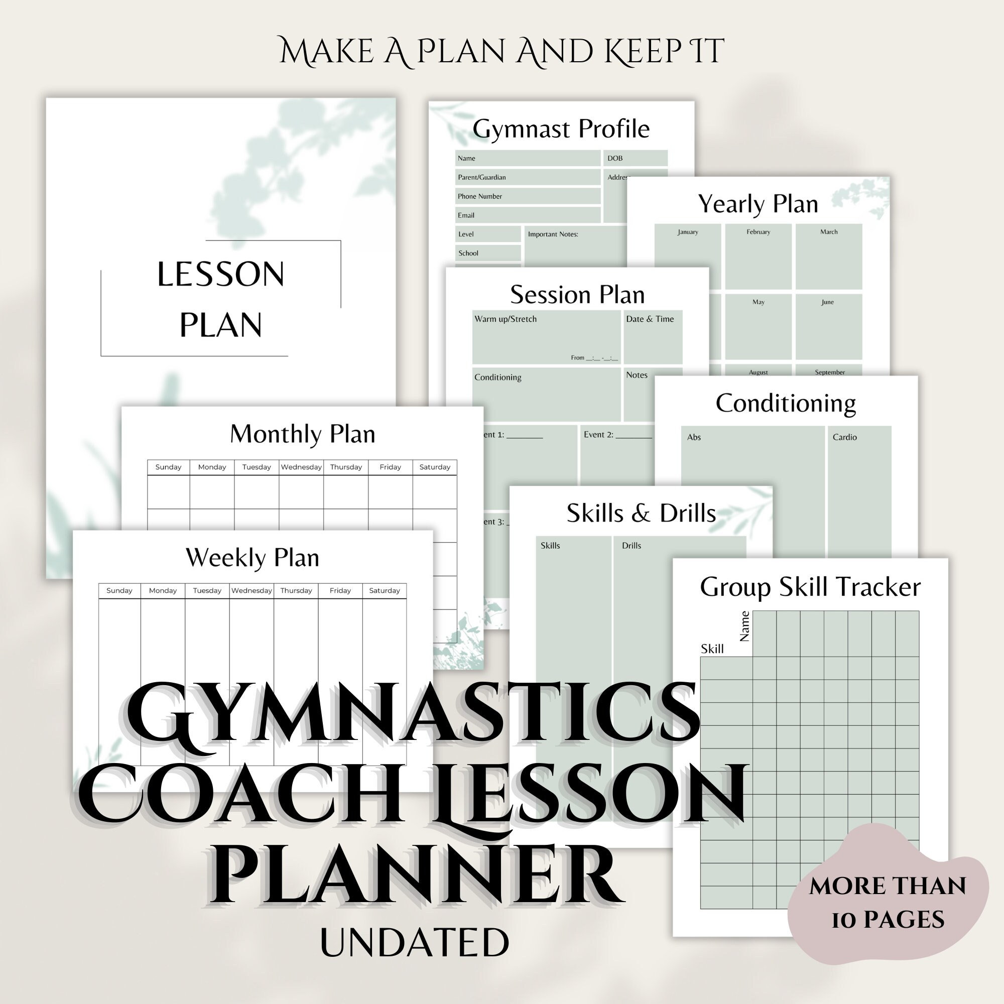 Digital Gymnastics Lesson Planner | Printable Files | Lesson Plan ...