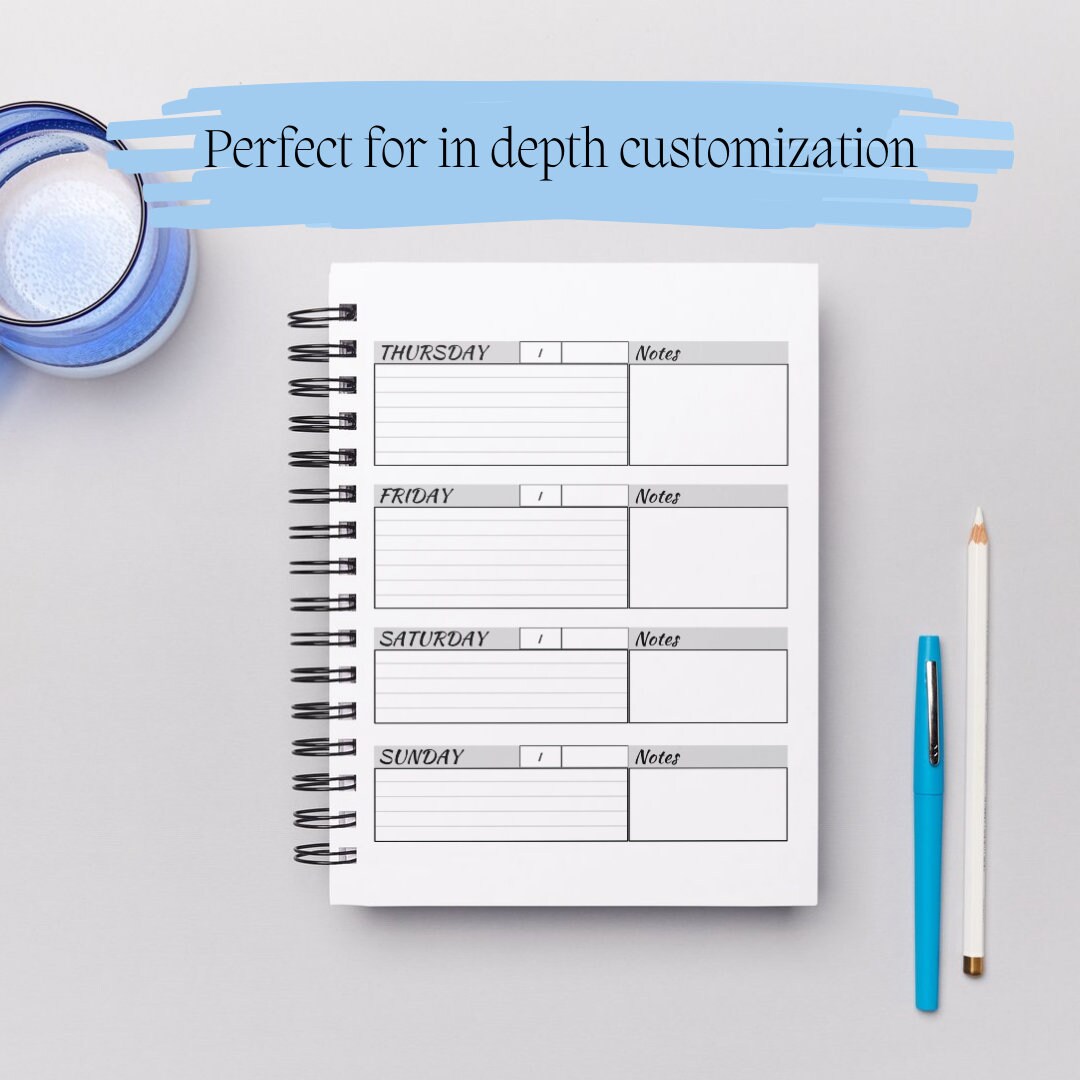 Weekly Planner Printable Portrait, Minimalist Schedule, Week at a ...