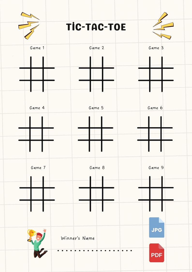 Printable Tic-tac-toe Game – Fun PDF for Kids & Family - Etsy