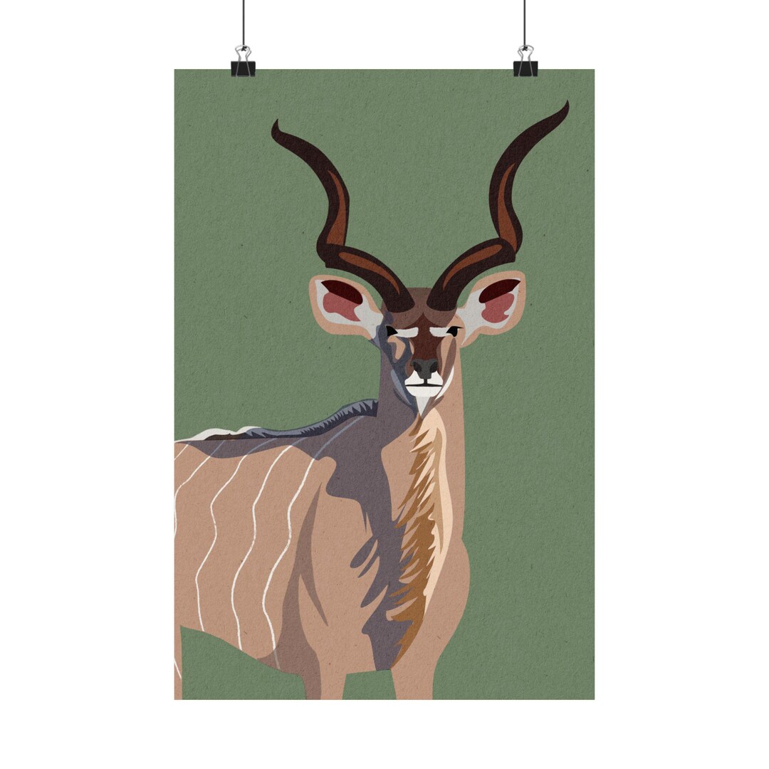 Kudu Illustration Poster Boho Home Decor, Minimalist Animal Art, Nature ...