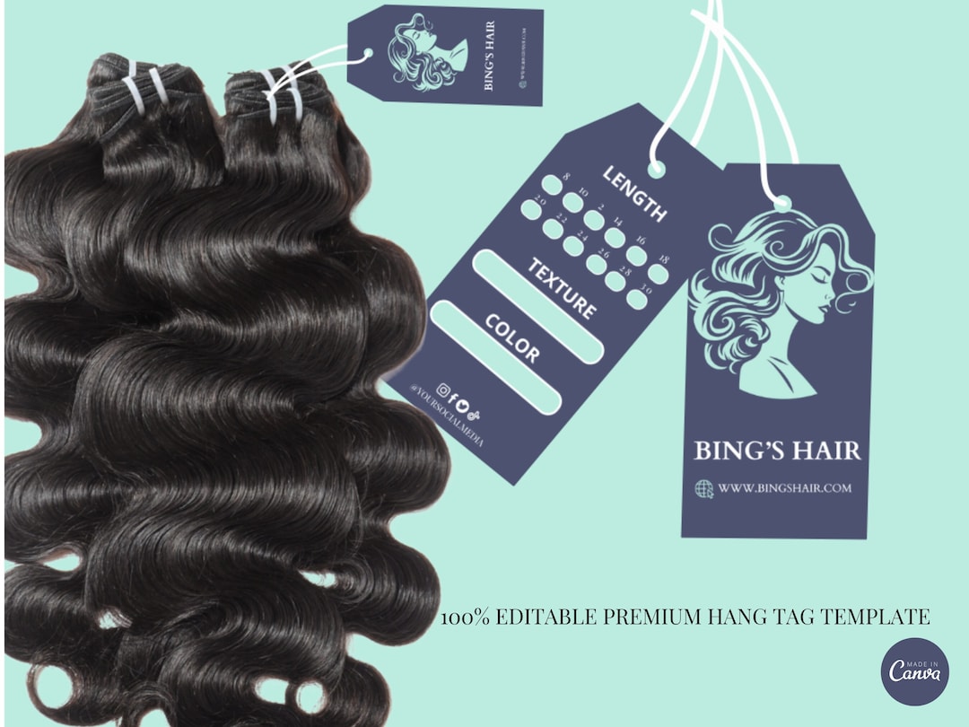 Blue Hair Bundle Tags Template, Luxury Hair Tags, Hair Hang Tags, Hair ...