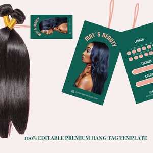 Green Hair Bundle Tags Template, Luxury Hair Tags, Hair Hang Tags, Hair ...