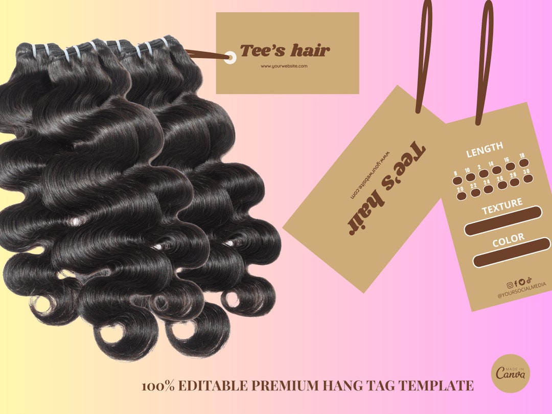Brown Hair Bundle Tags Template, Luxury Hair Tags, Hair Hang Tags, Hair ...