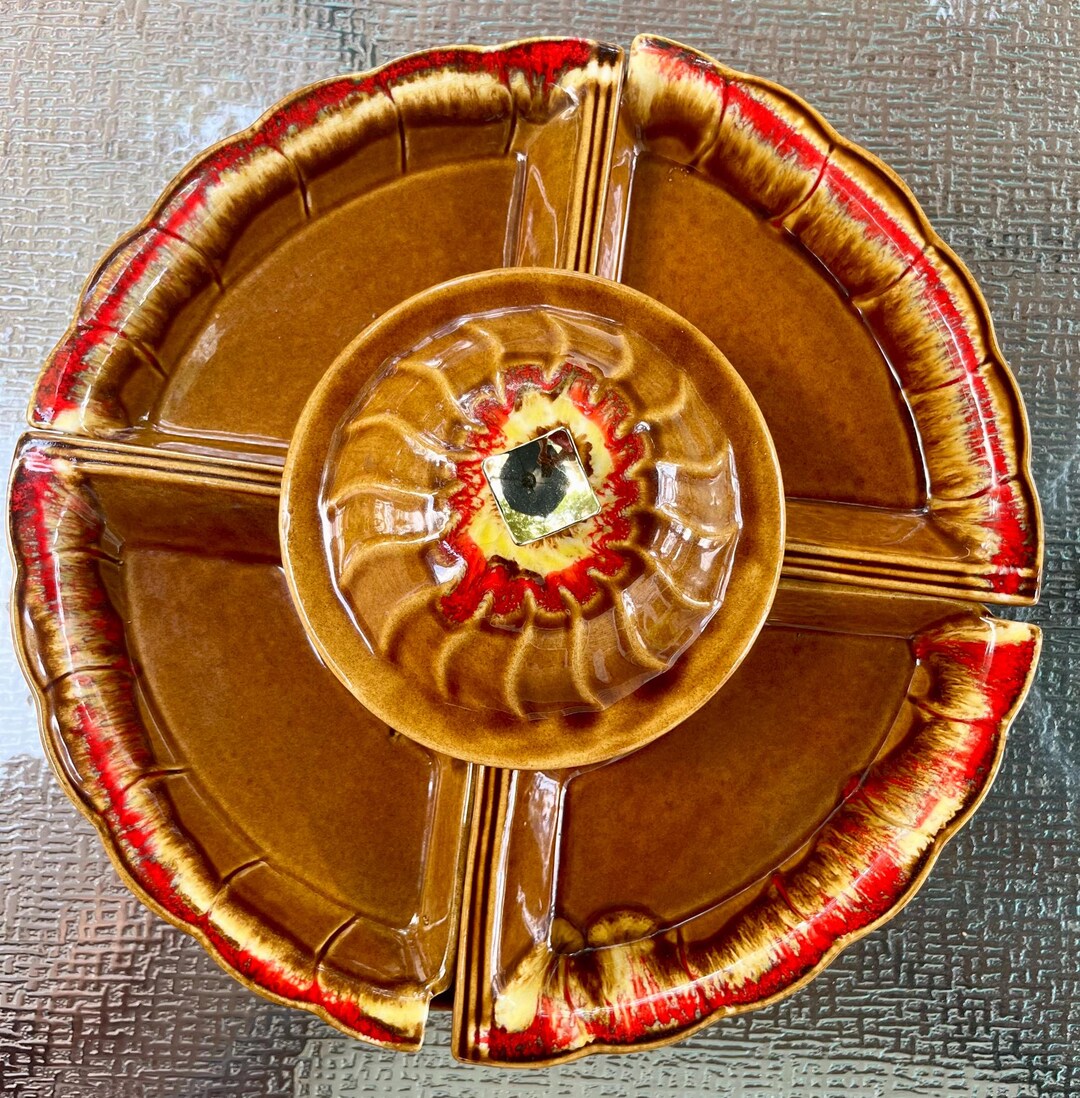 Vtg Maurice Cal IM81 Lazy Susan Serving Tray Chip Dip Bowl USA Pottery ...