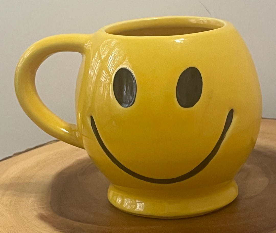 Vintage 70's Mccoy Ceramic Smiley Face Yellow Mug - Etsy