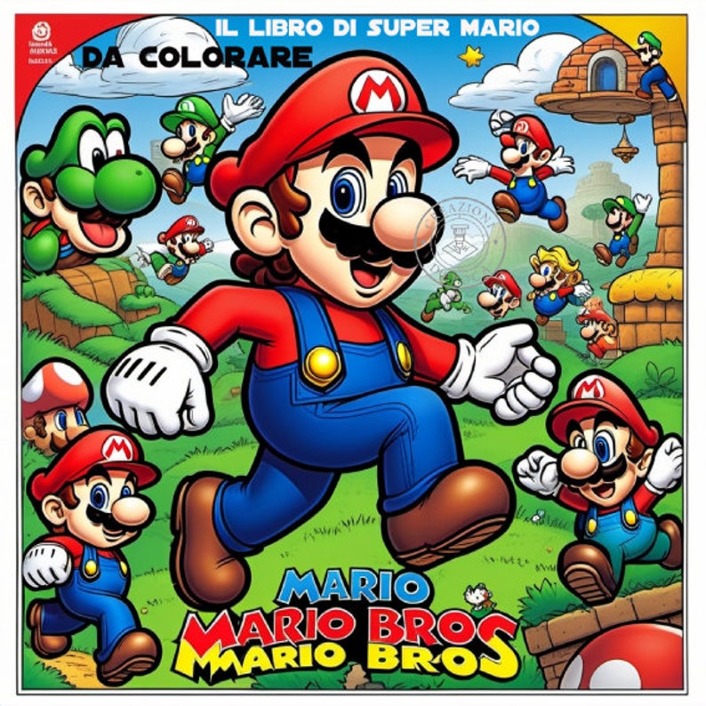 Super Mario Bros Coloring Pages Stylish Outlined Black And White