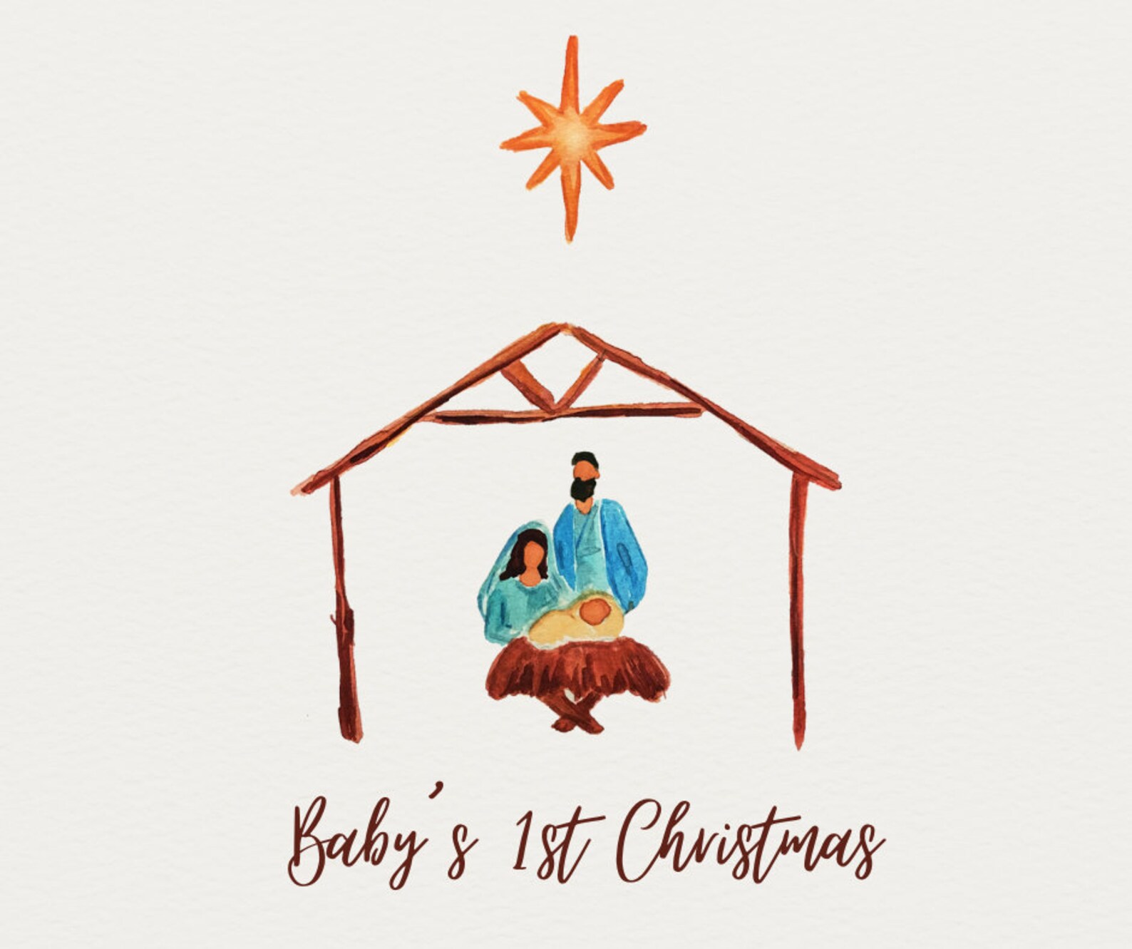 Baby's 1st Christmas Nativity Scene, Printable, Print and Frame, Baby's ...