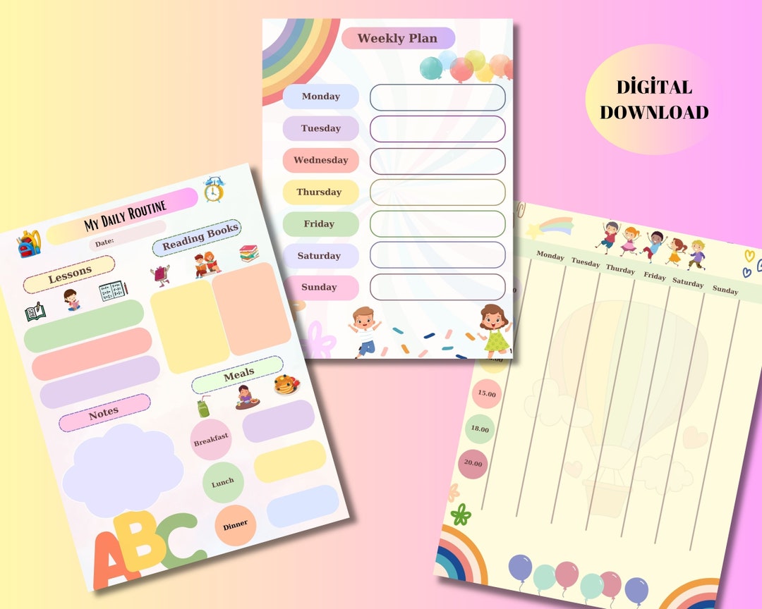 Buy Planner for Kids Printable Best Digital Planner Kids Daily Planner ...