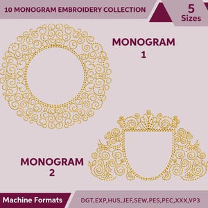 Monogram Frame Embroidery Designs Bundle: 10 Frames Ornaments ...
