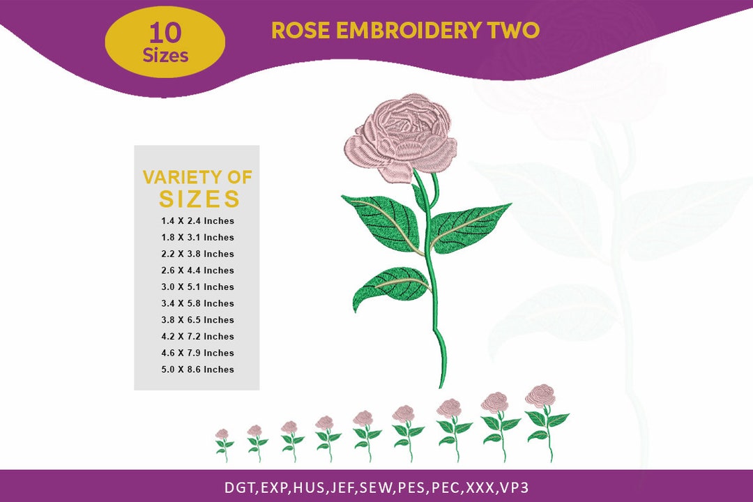 Rose Embroidery Design, Mini Rose Flower, Small Machine Embroidery ...
