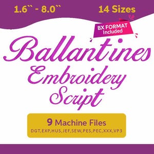 Ballantines Script Embroidery Font Bx Typable Alphabet: 14 Sizes Name ...