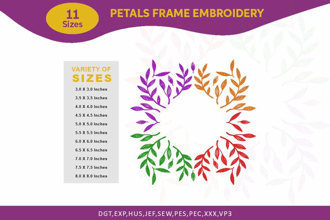 Monogram Frame Embroidery Designs - Flowers Plant Wreath Frame Machine ...