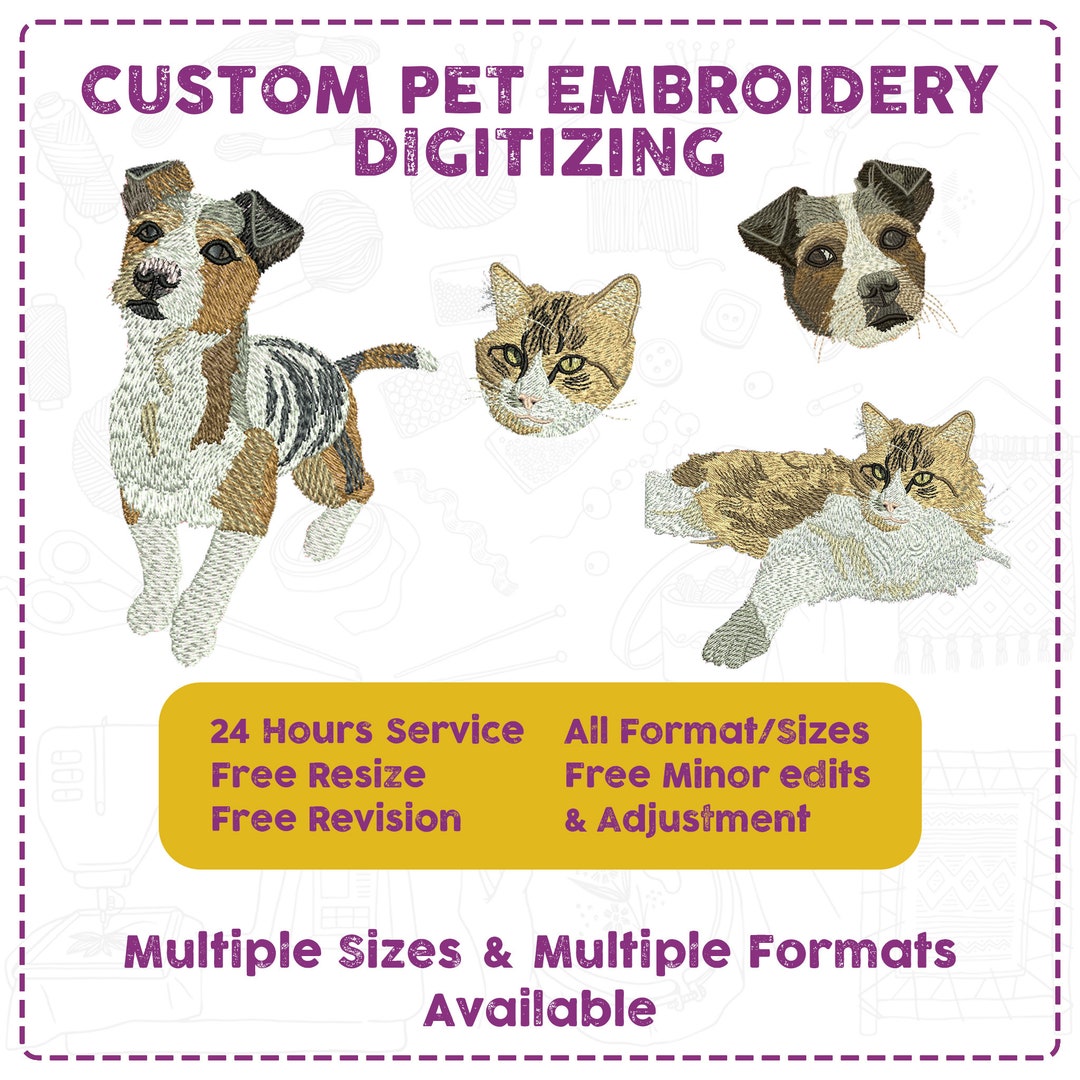 Custom Live Pet Embroidery Designs, Dog Logo, Custom Digitizing ...