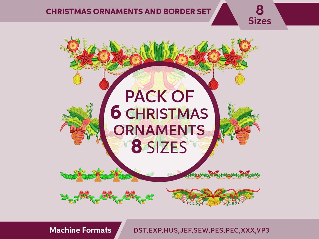 Christmas Border Embroidery Bundle, Holly Christmas Border Machine ...