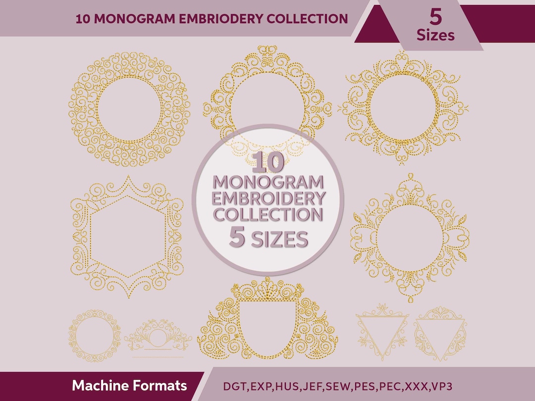 Set of Monogram Frame Machine Embroidery Designs, Embroidery Frame ...