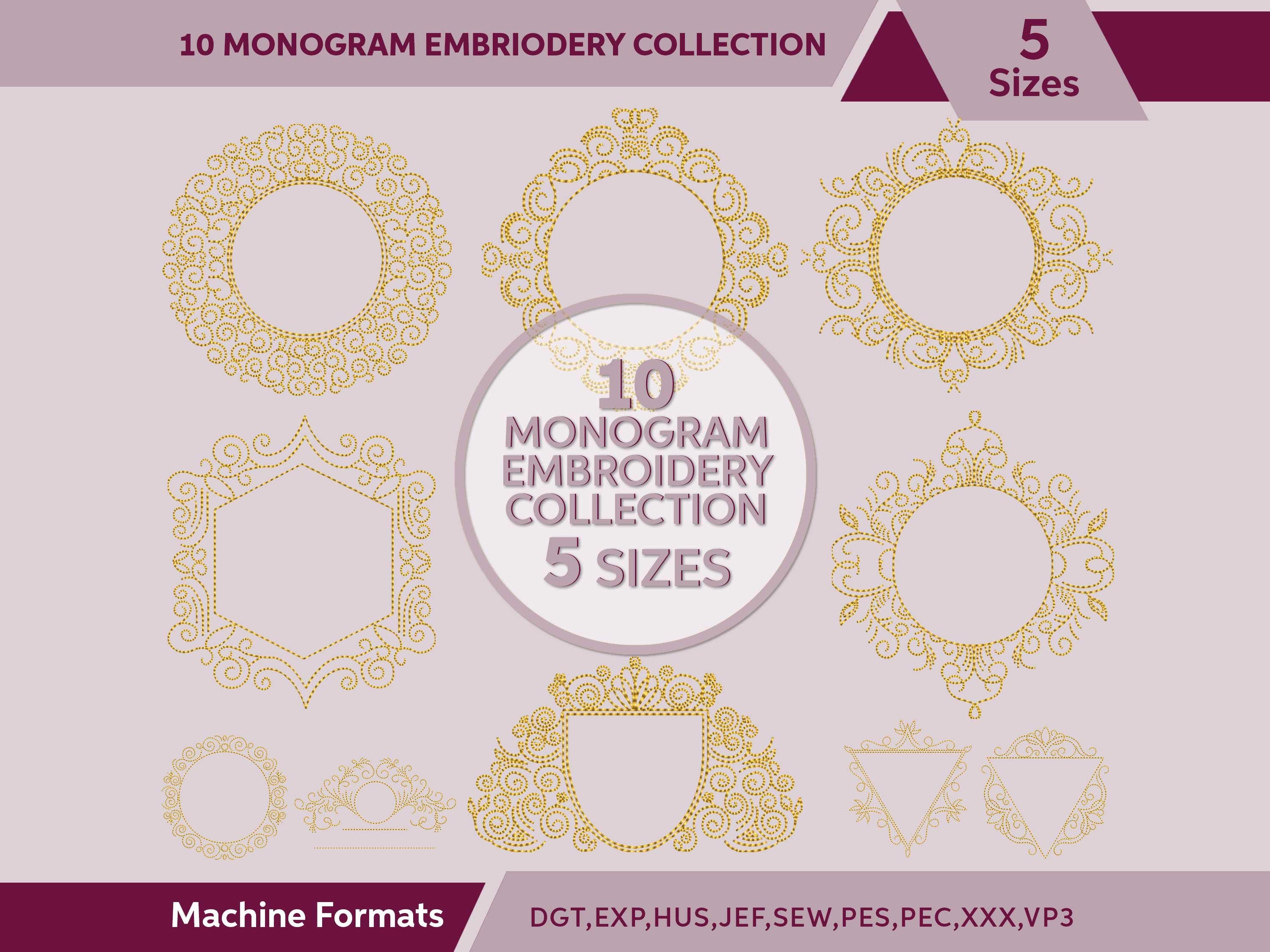 Monogram Frame Embroidery Designs Bundle: 10 Frames Ornaments ...
