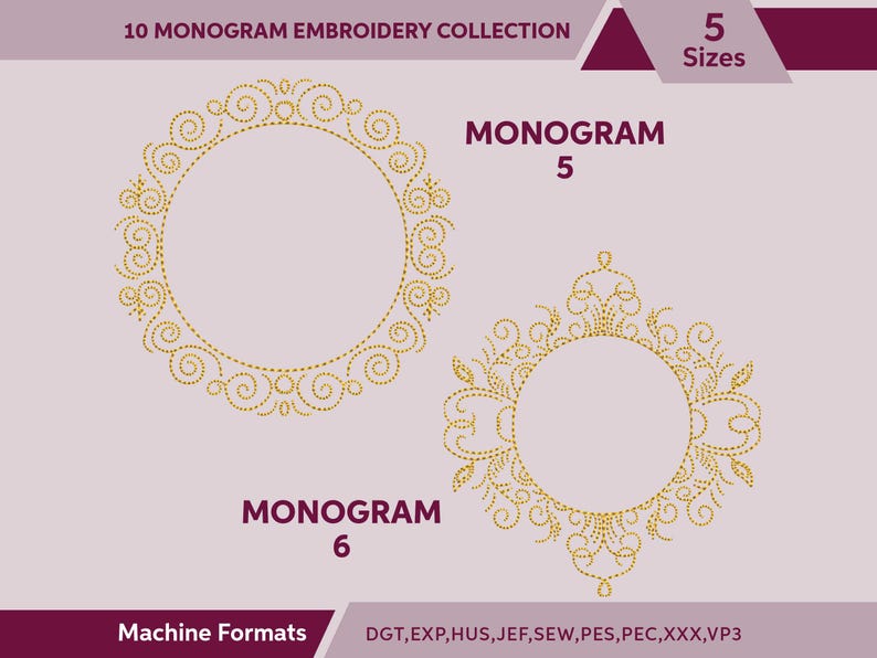 Monogram Frame Embroidery Designs Bundle: 10 Frames Ornaments ...