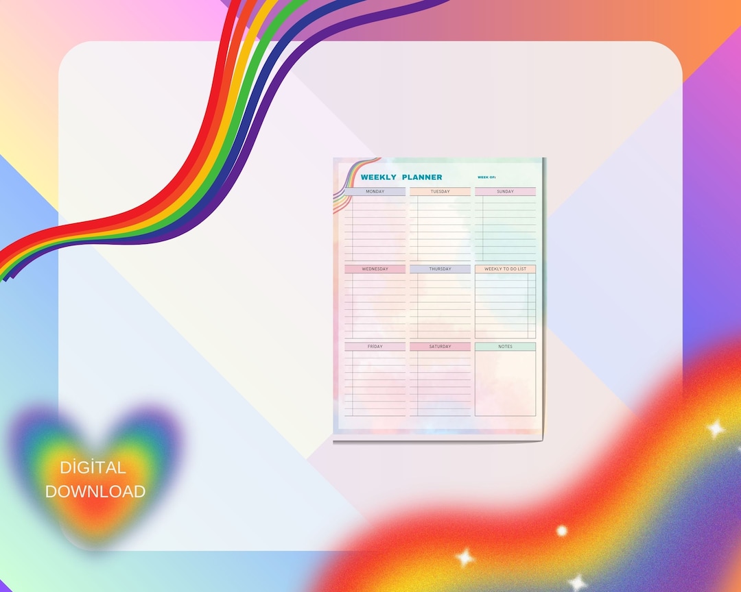 2024 Haftalık Planlayıcı, Rainbow Weekly Planner , Colorful Planner ...