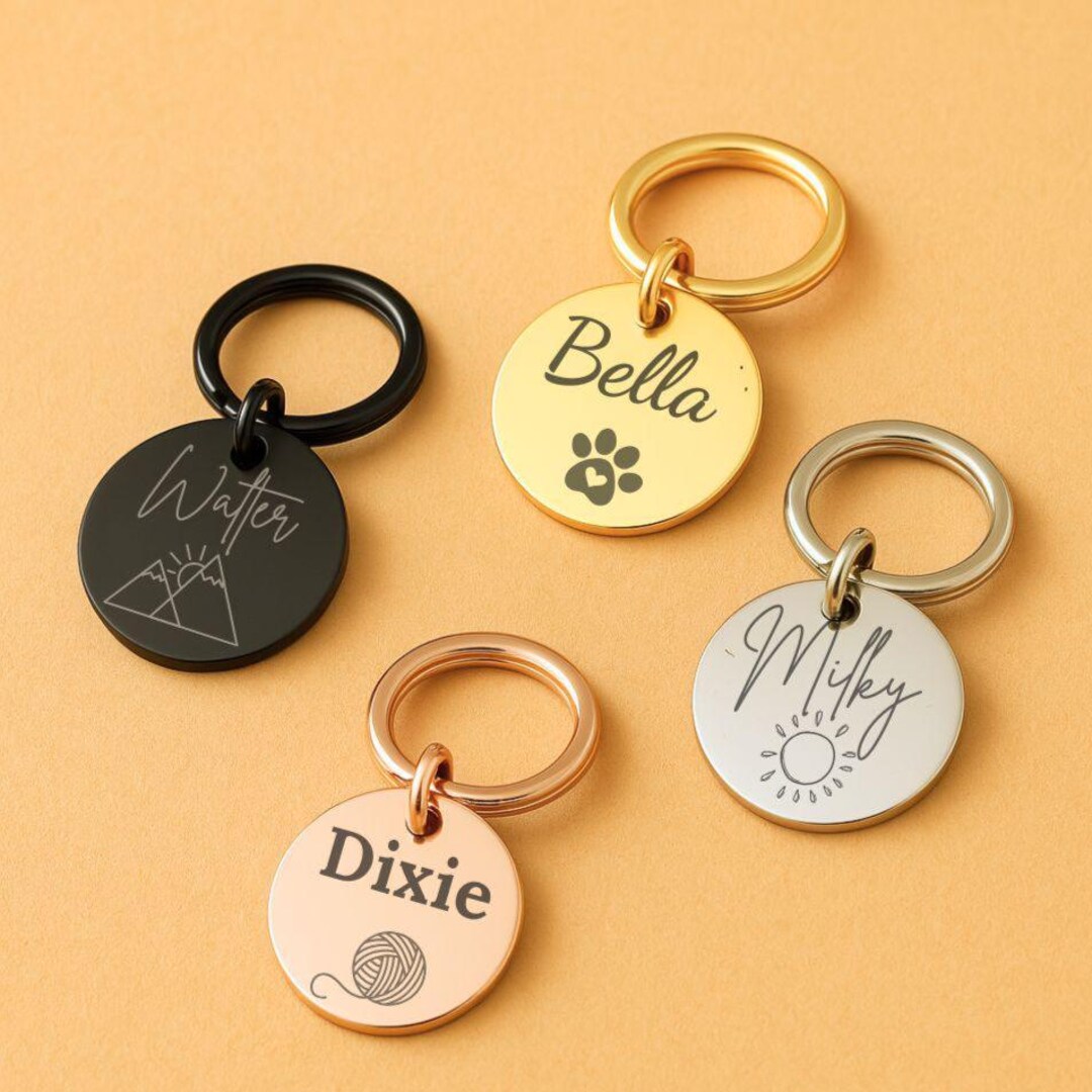 Pet ID Dog Tag for Cat Collar Accessory With Name Phone Number Pet Tag ...