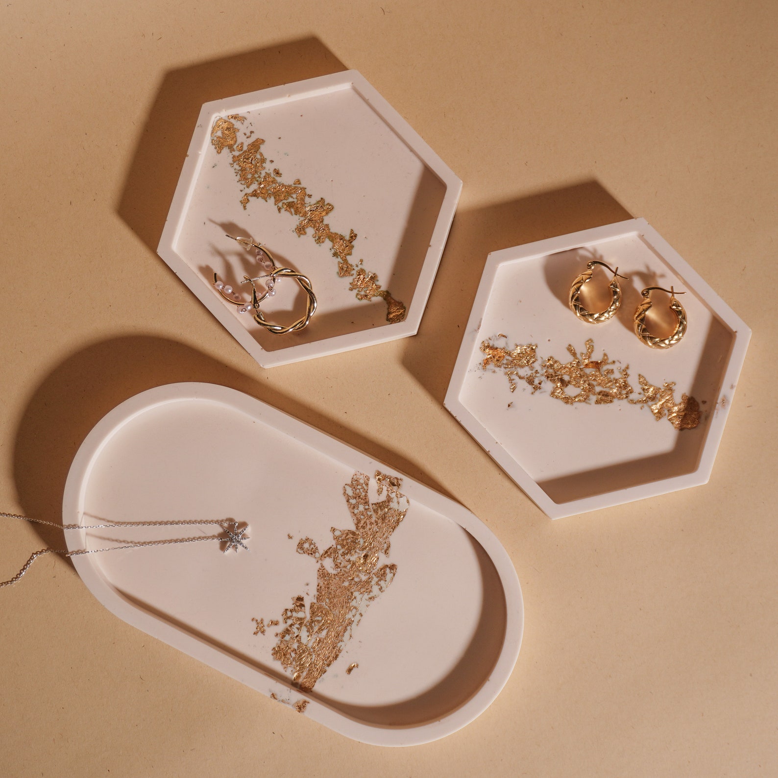 Kintsugi Hexagon Coaster Jesmonite Hexagon Decor Tray Jewelry Dish - Etsy