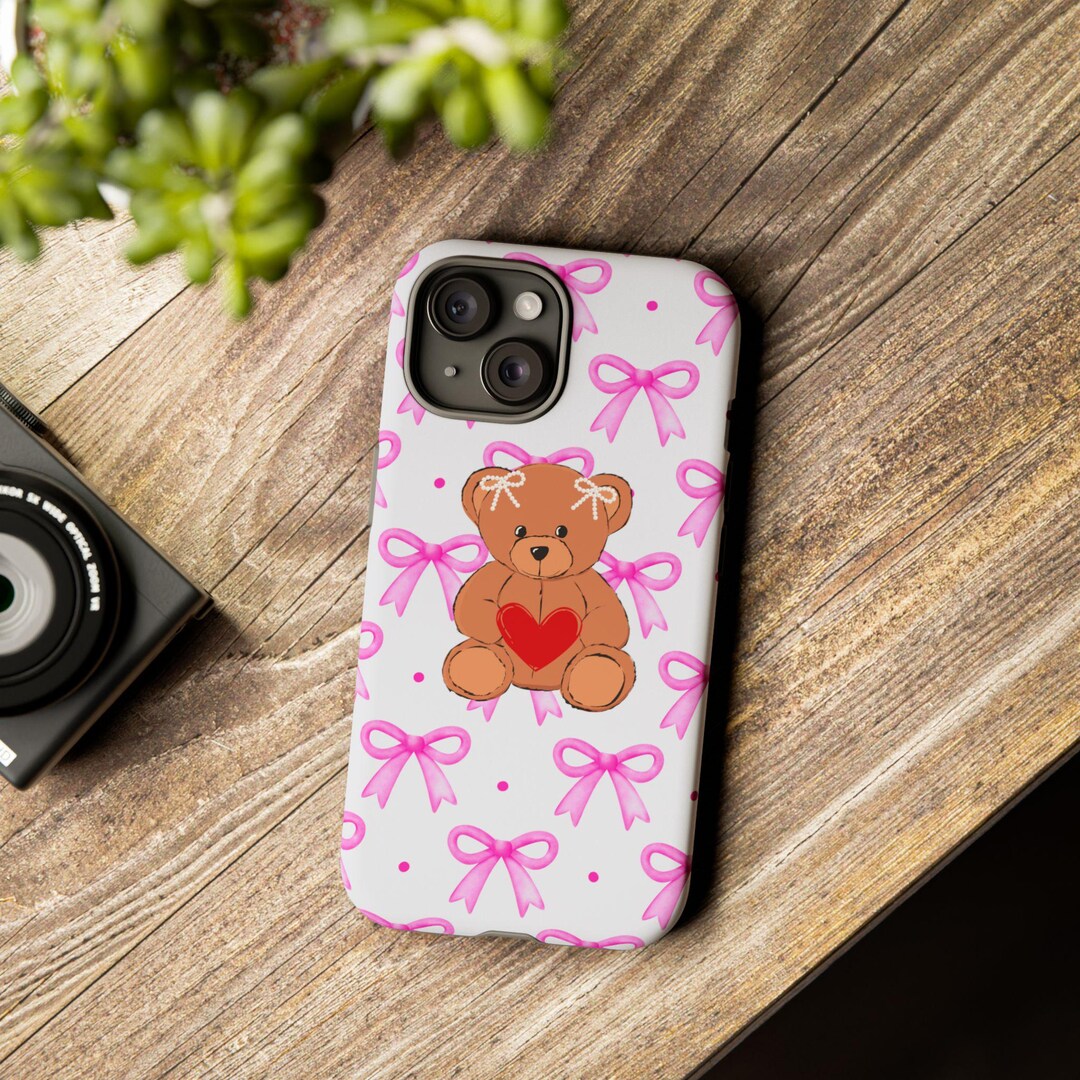 Teddy Bear Tough Case, Cute Coquette Phone Protector, Rugged Phone ...