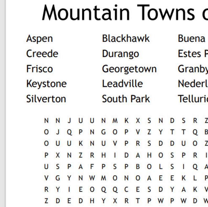 Colorado Word Search Puzzle Book #1 - 5 Different Puzzles - Etsy