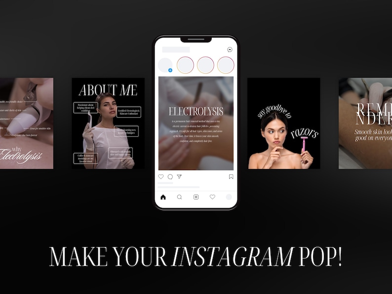Plantillas de Instagram de electrólisis, diseños estéticos de Canva ...