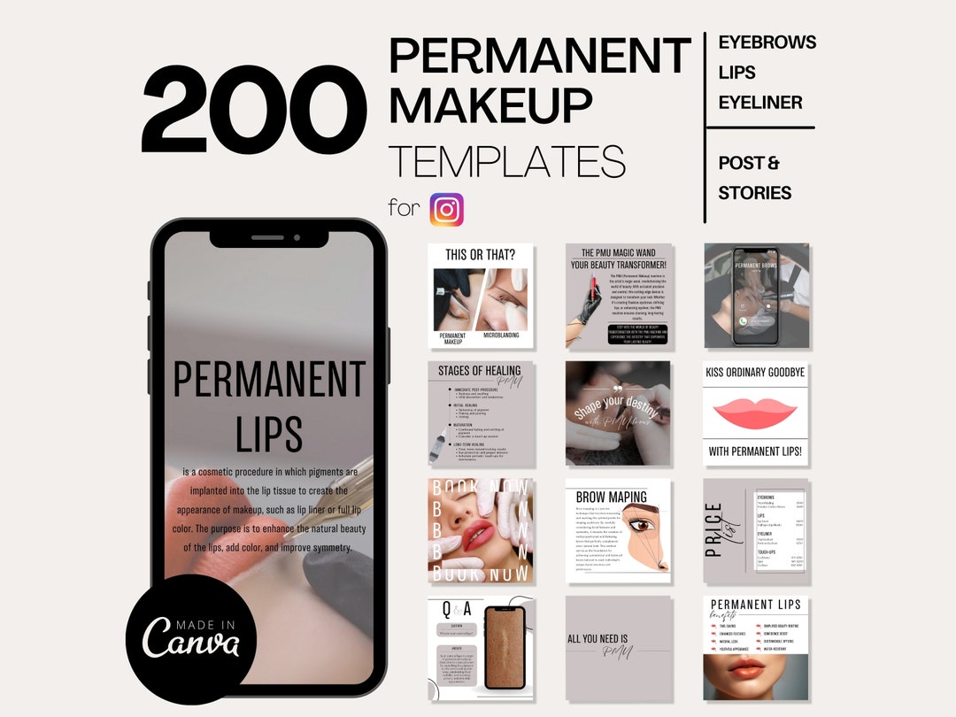 Permanent Makeup Template for Instagram Permanent Makeup Post PMU ...
