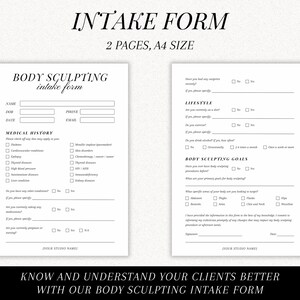 Body Sculpting Forms Bundle for Estheticians, Client Intake Form ...