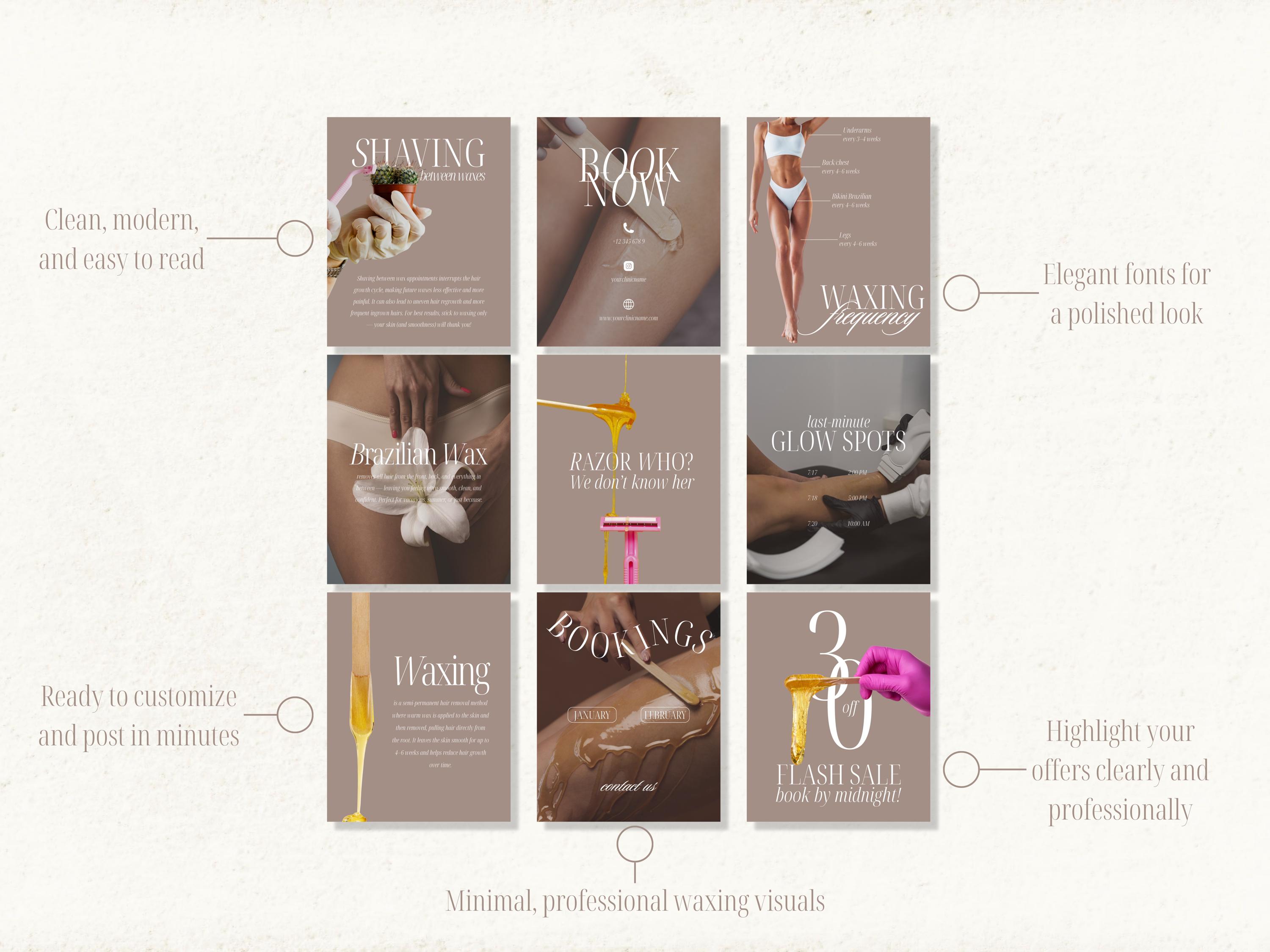 Waxing Instagram Templates, Canva Post and Story Designs for ...