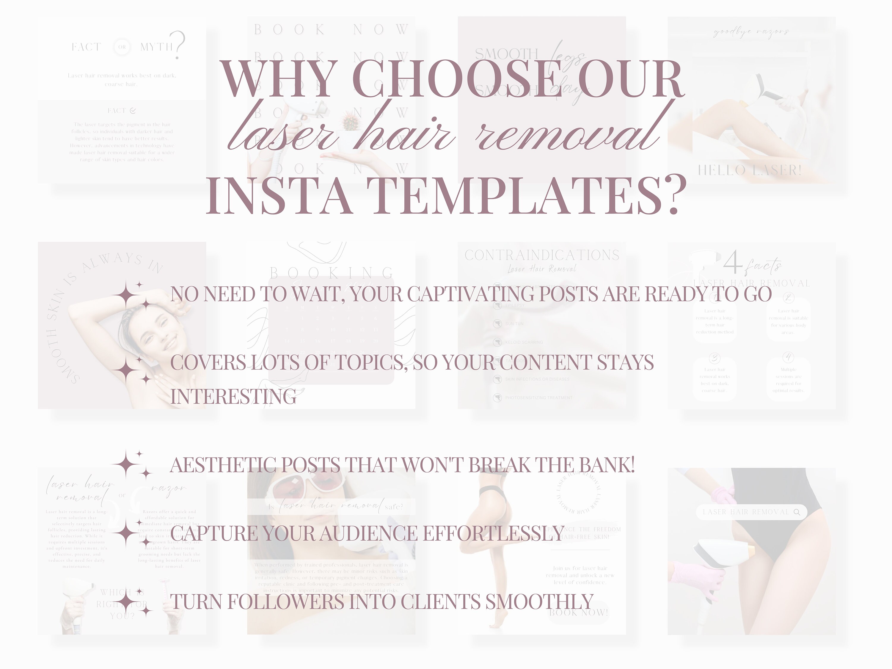 Laser Hair Removal Instagram Templates for Estheticians, IPL Social ...
